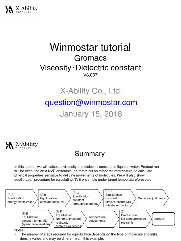 Winmostar tutorial: Gromacs Viscosity・Dielectric constant | PDF ...