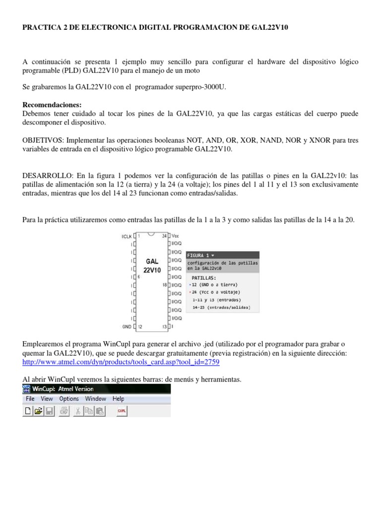 Practica Electronica Digital Programacion de Gal22v10 | Descargar ...