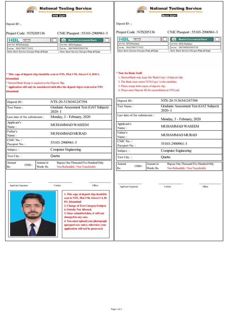 Deposit ID: Deposit ID:: Applicant Signature Cashier Officer Applicant ...