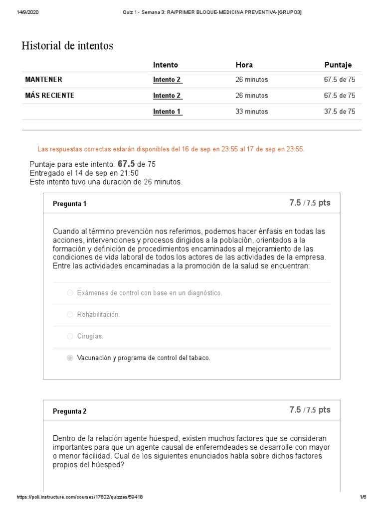 Quiz INTENTO2 MEDICINA PREVENTIVA - (GRUPO3) | PDF | Tuberculosis | Medicina