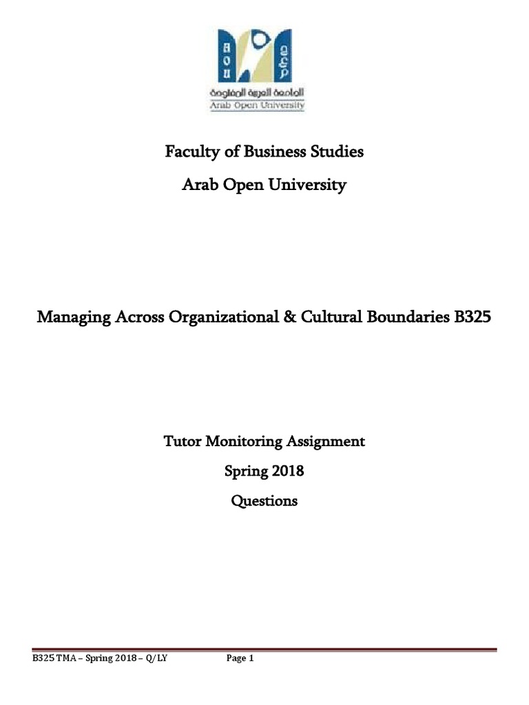 Faculty of Business Studies Arab Open University: Tutor Monitoring ...