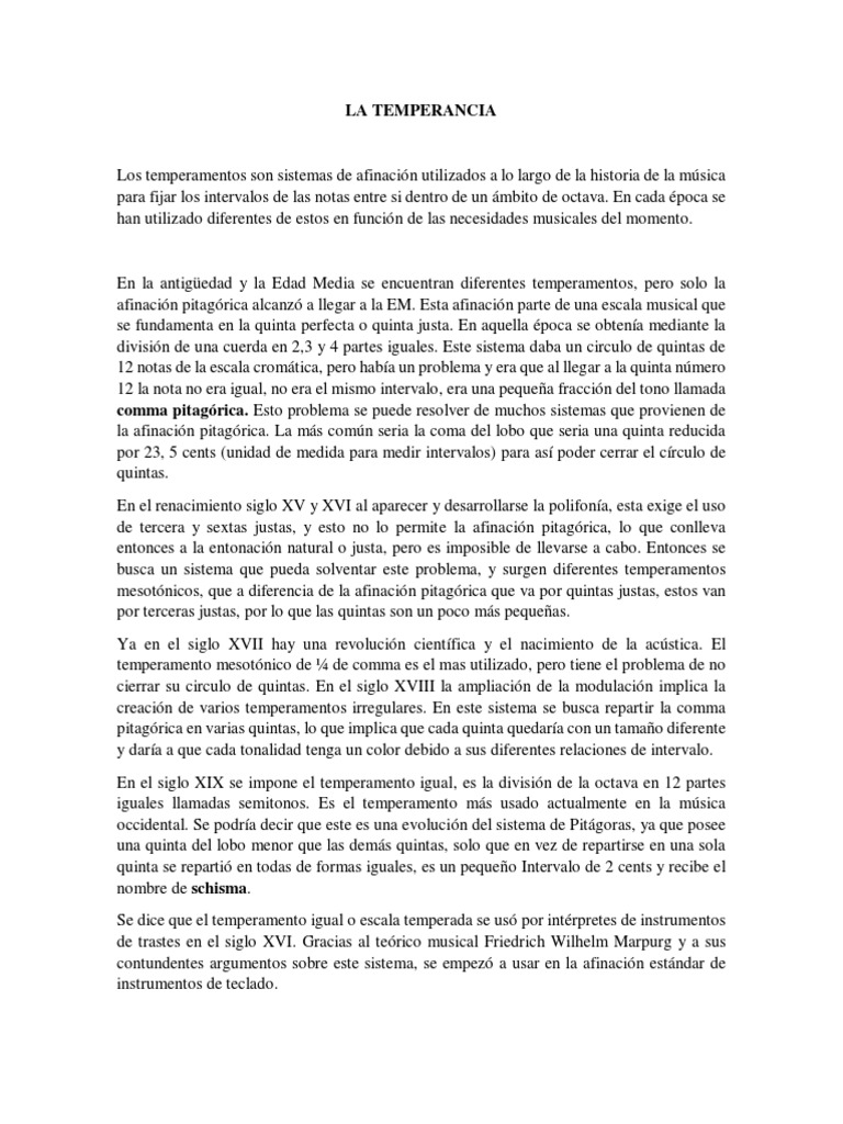 La Temperancia | PDF | Teoría musical | Composiciones Musicales
