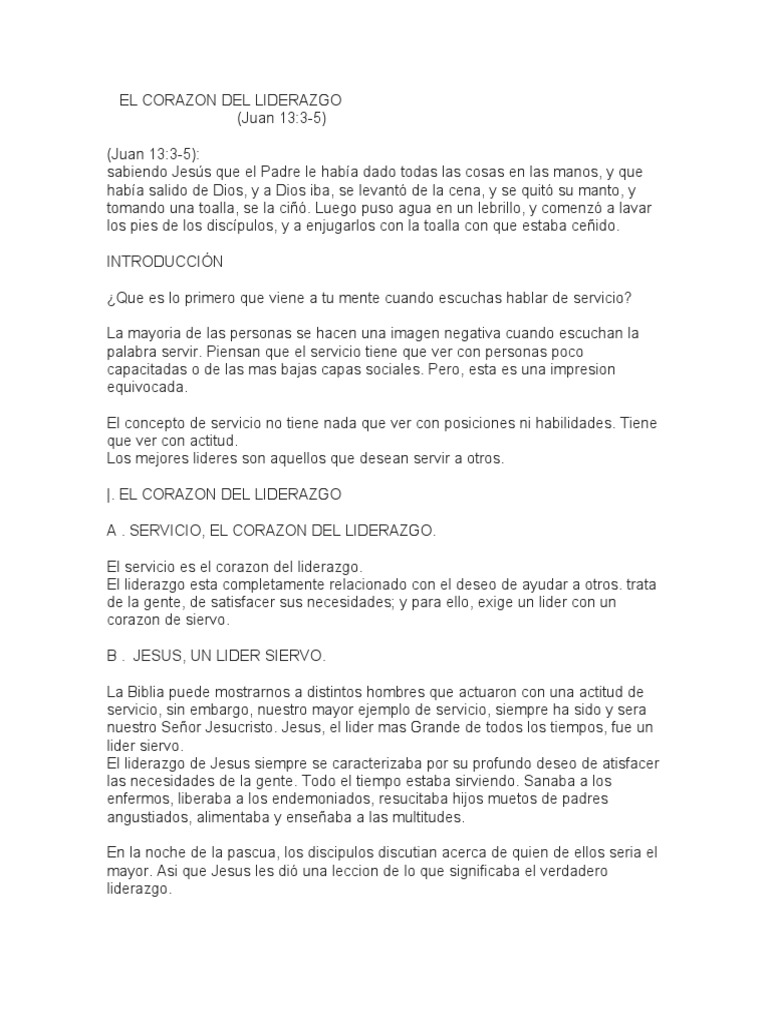 Corazon Del Liderazgo | PDF | Jesús | Liderazgo