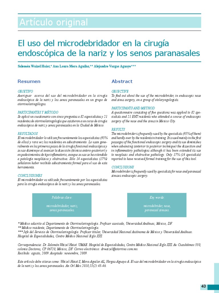 MICRODEBRIDADOR | PDF | Otorrinolaringología | Cabeza y cuello humanos