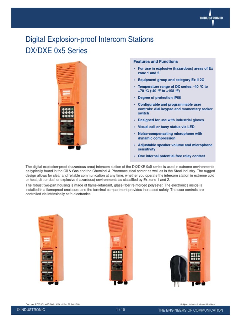 Digital Explosion-Proof Intercom Stations DX/DXE 0x5 Series: Features ...