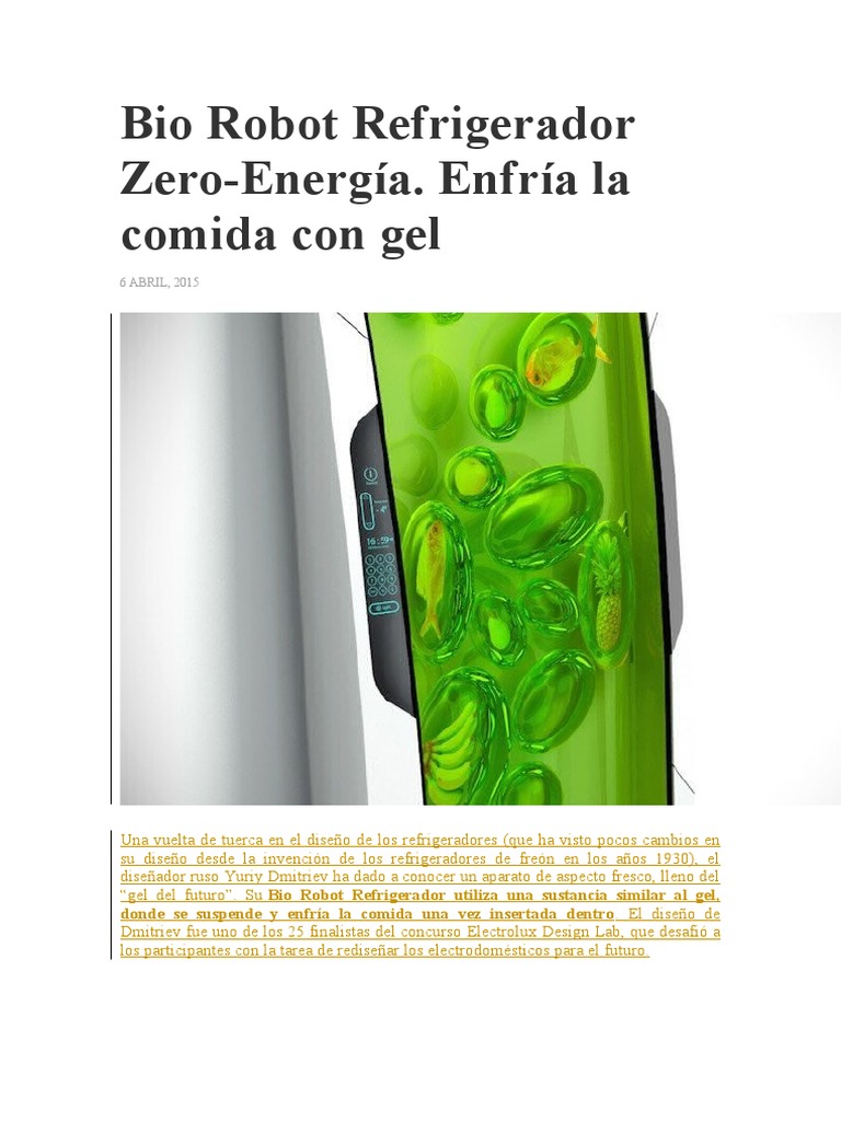 Bio Robot Refrigerador Zero | PDF | Refrigerador | Naturaleza