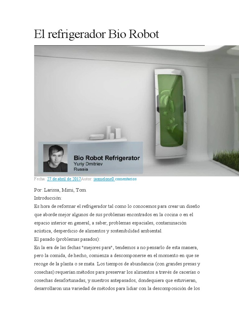 El Refrigerador Bio Robot | PDF | Refrigerador | Alimentos