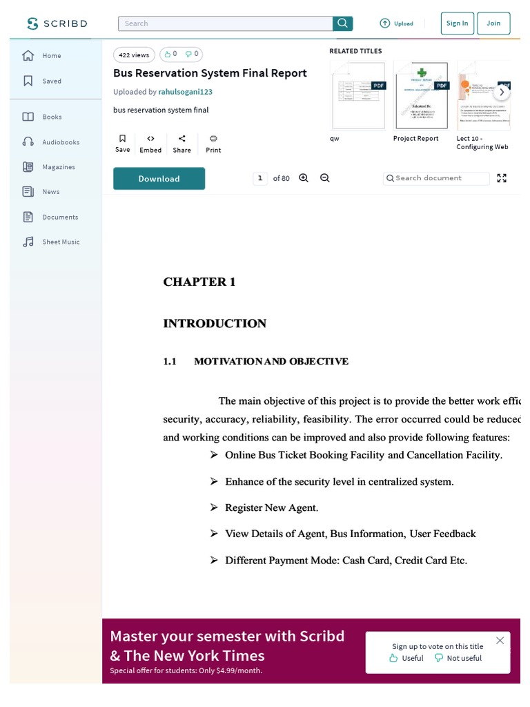 Bus Reservation System Report | PDF | Scribd | Feasibility Study