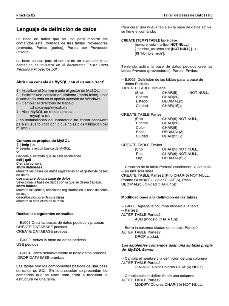 TBD Practica 02 | PDF | SQL | Bases de datos
