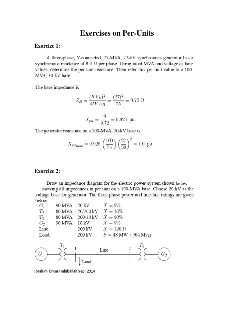 Exercises On Per-Units: Exorcize 1 | PDF