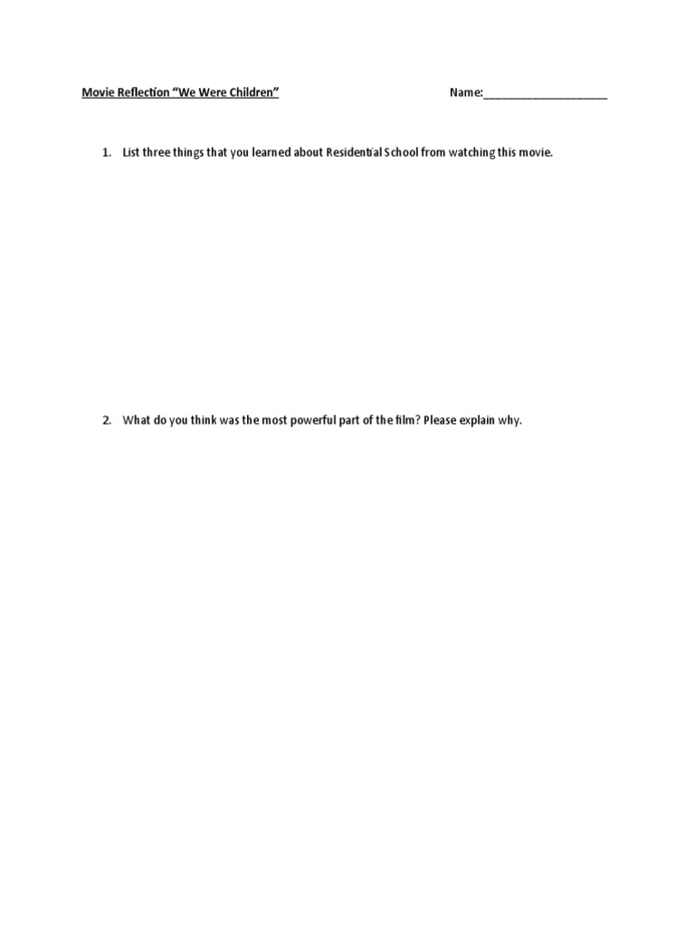 Movie Reflection - We Were Children | PDF