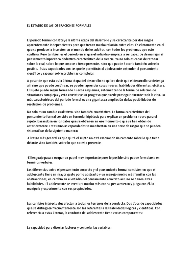 El Estadio de Las Operaciones Formales | PDF | Teoría | Hipótesis