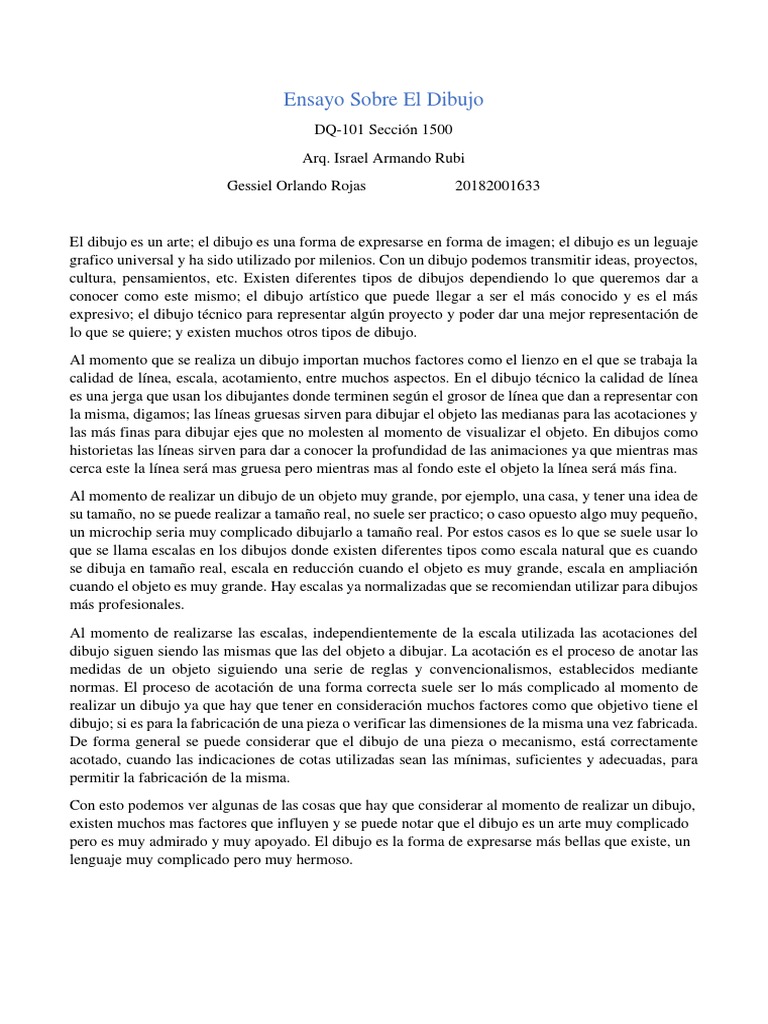 Ensayo Sobre Dibujo | PDF | Dibujo | Dibujo técnico
