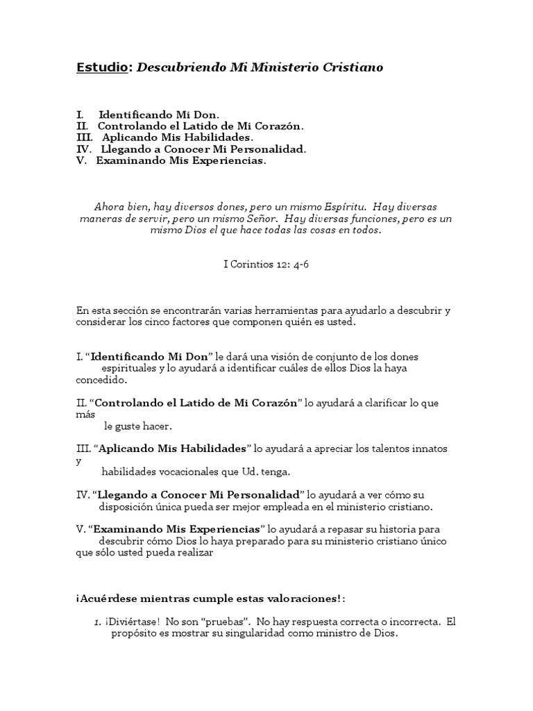 Descubriendo Mi Ministerio | PDF | Primera epístola a los corintios ...