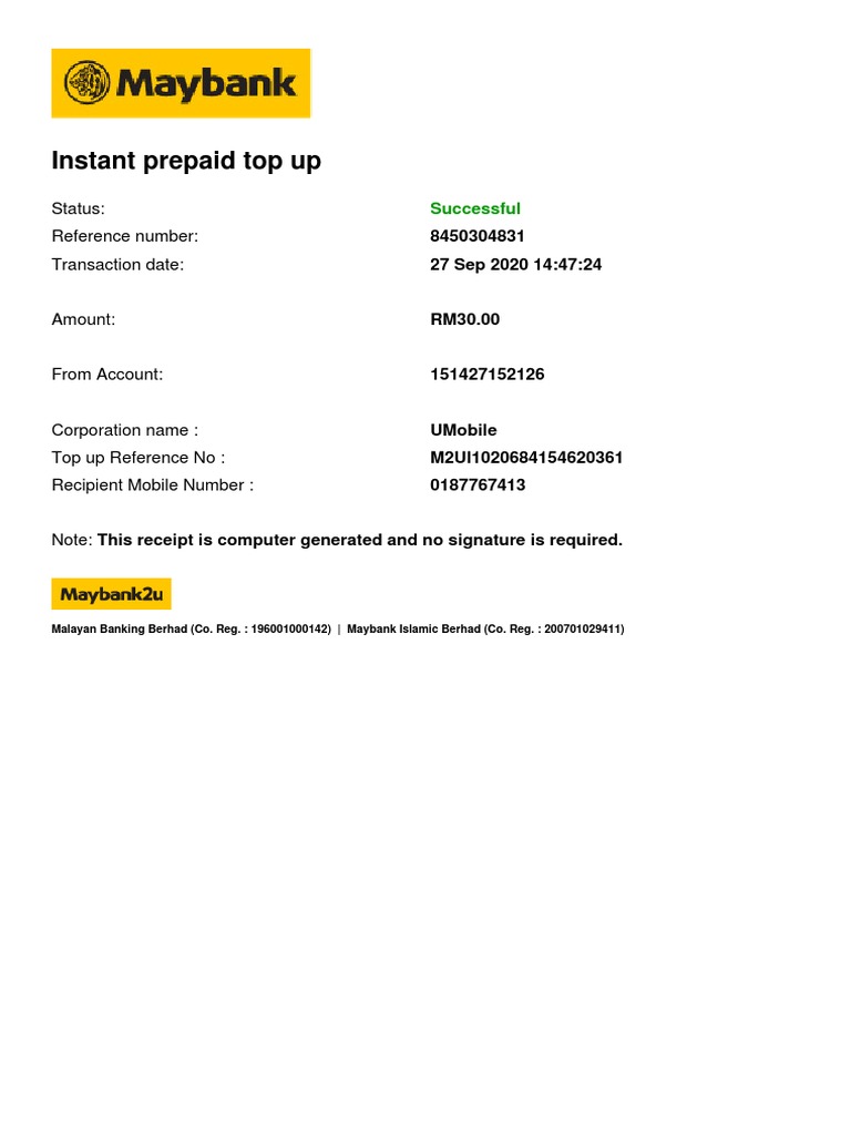 Instant Prepaid Top Up: Successful | PDF