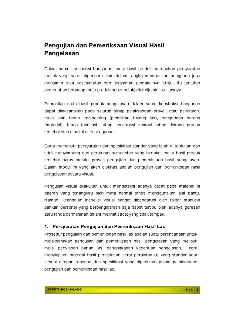Pengujian Visual Las: Standar & Prosedur | PDF | Griya & Taman