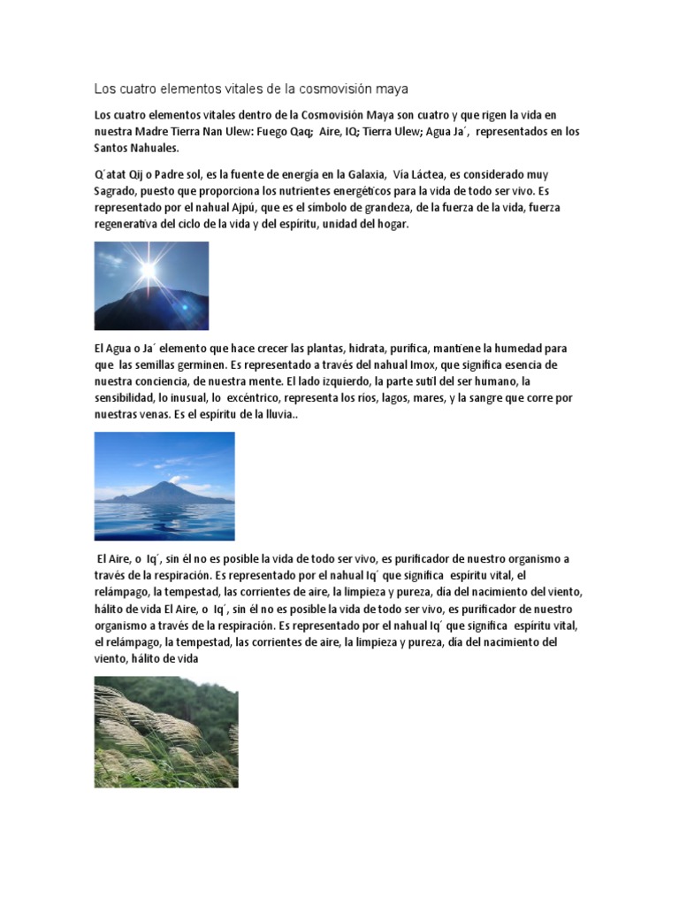 Los Cuatro Elementos Vitales de La Cosmovisión Maya | PDF | Vida | Alma