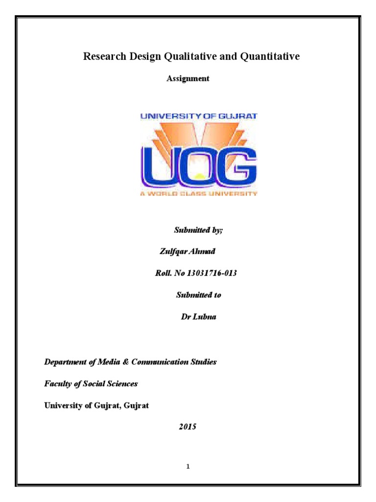 Research Design Qualitative and Quantitative: Assignment | PDF | Hypothesis | Quantitative Research