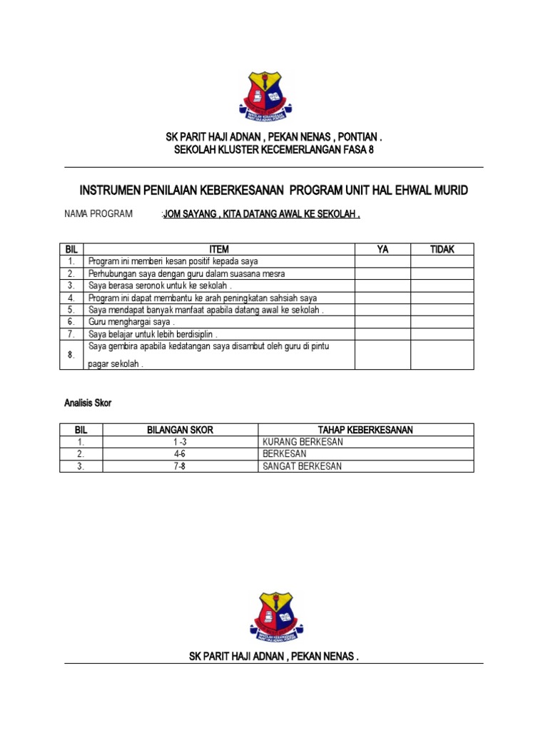 Instrumen Pemantauan PRGM Hem | PDF
