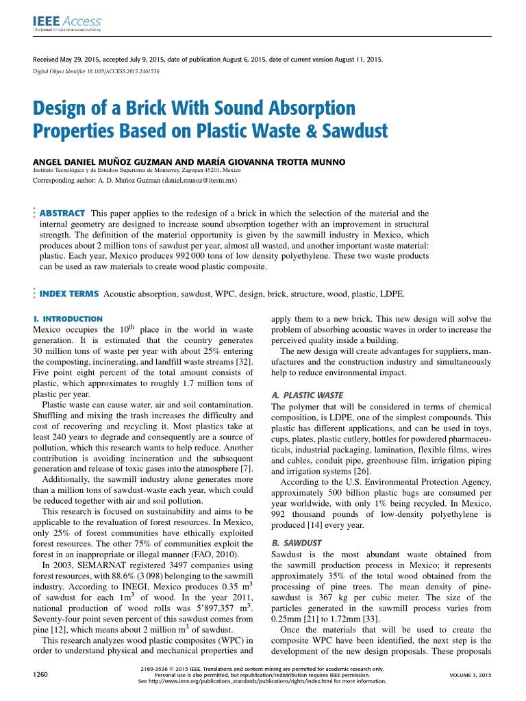 Sustainable Sound-Absorbing Brick Design | PDF | Plastic | Decibel