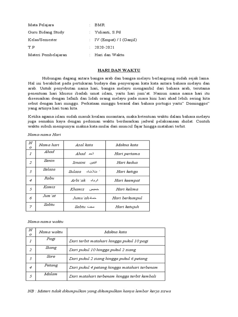 Materi BMR KLS 4 Ke 4 | PDF
