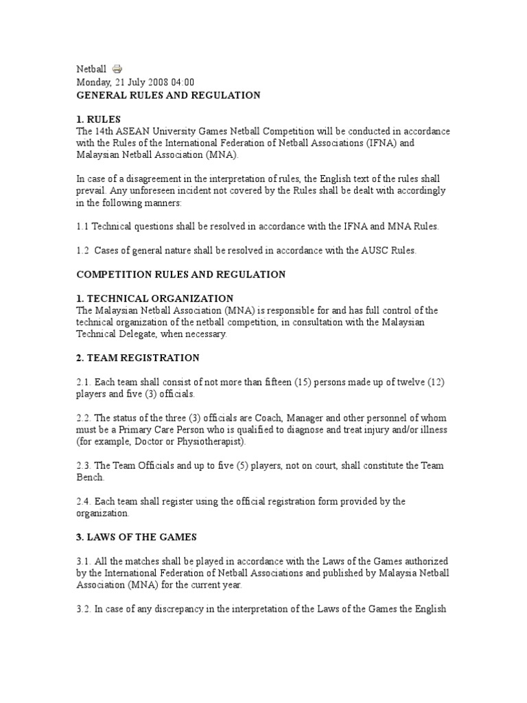 Netball | Referee | Rules