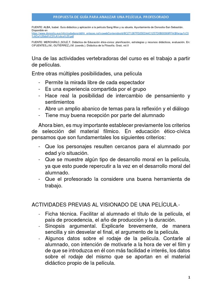 Guía Didáctica para Análisis Fílmico | PDF | Maestros | Salón de clases
