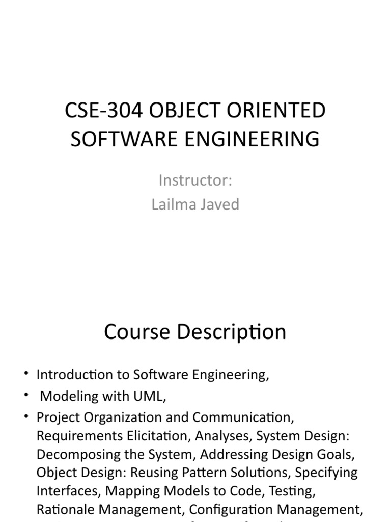 Object Oriented Software Engineering Course Syllabus | PDF | System | Use Case