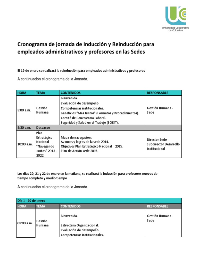 Ejemplo de Programa de Induccion | PDF | Plan de estudios | Maestros