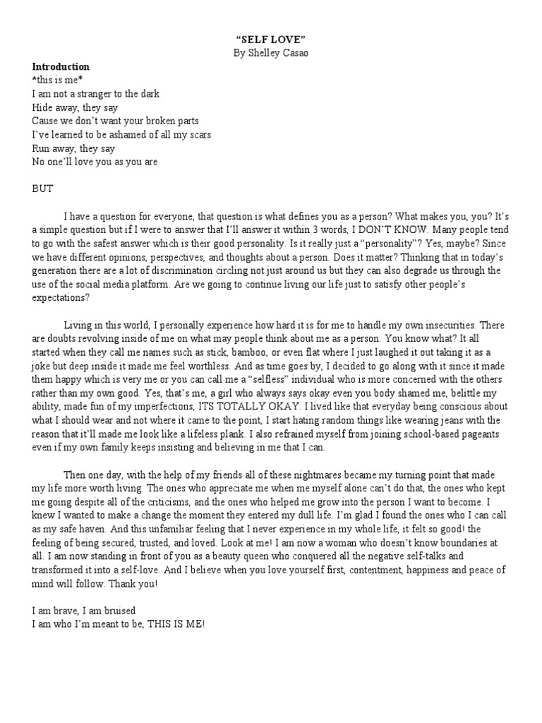 Self Love | PDF | Psychological Concepts