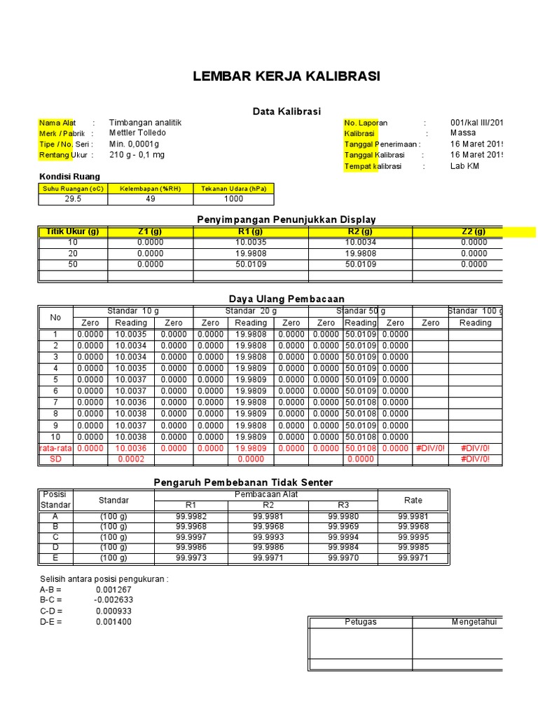 Pengolahan Data Kalibrasi Timbangan | PDF