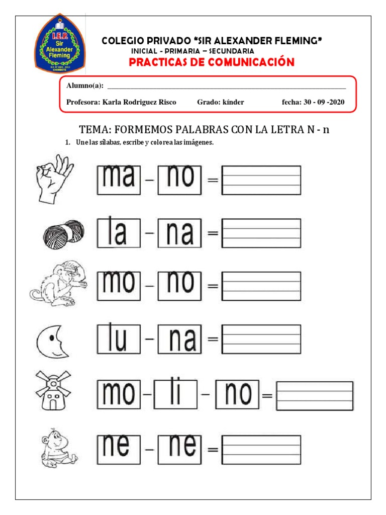 Practica de Palabras Con La N Oraciones Con La N Buscaletra 30 09 | PDF ...