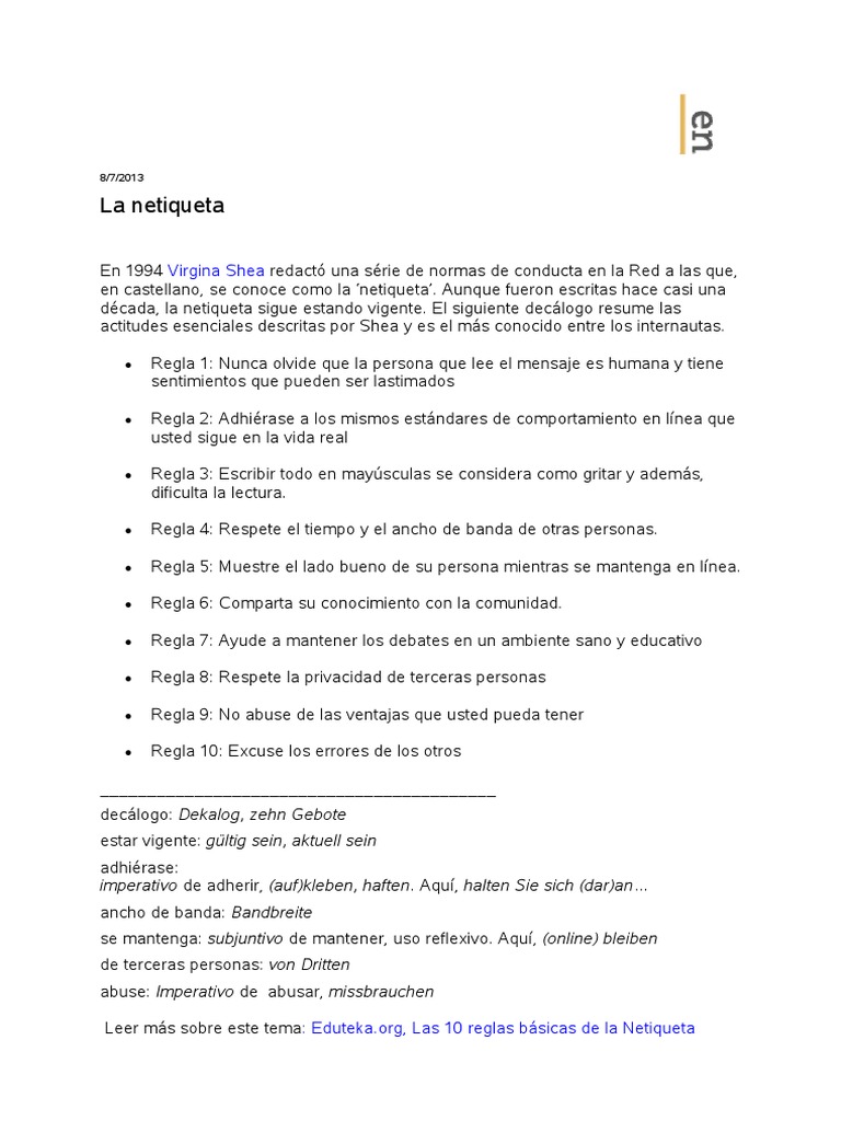 La Netiqueta de Virginia Shea PDF | PDF