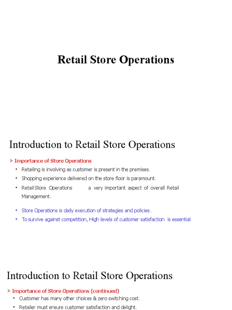 Retail Store Operations 1 | PDF | Retail | Retailing