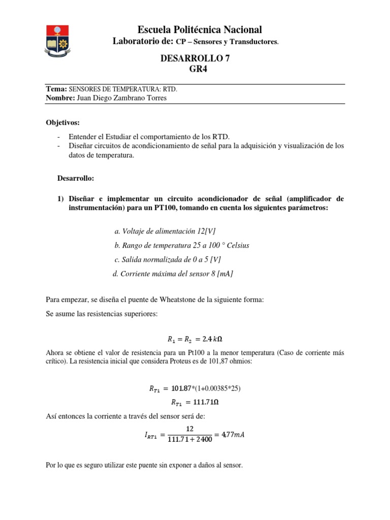 CPST Desarrollo7 ZambranoJ PDF | PDF | Sensor | Resistencia Eléctrica y ...