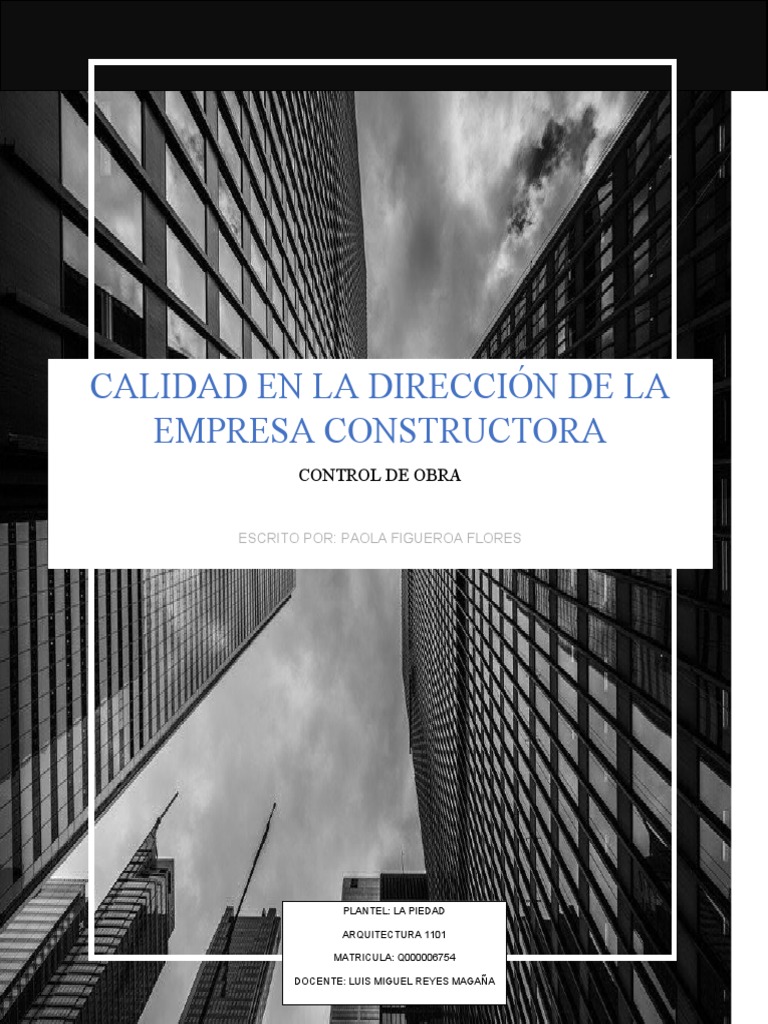 Ensayo Control de Obra | PDF | Calidad (comercial) | Planificación