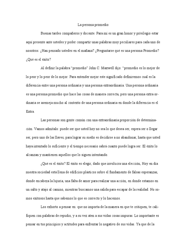 La Persona Promedio | PDF