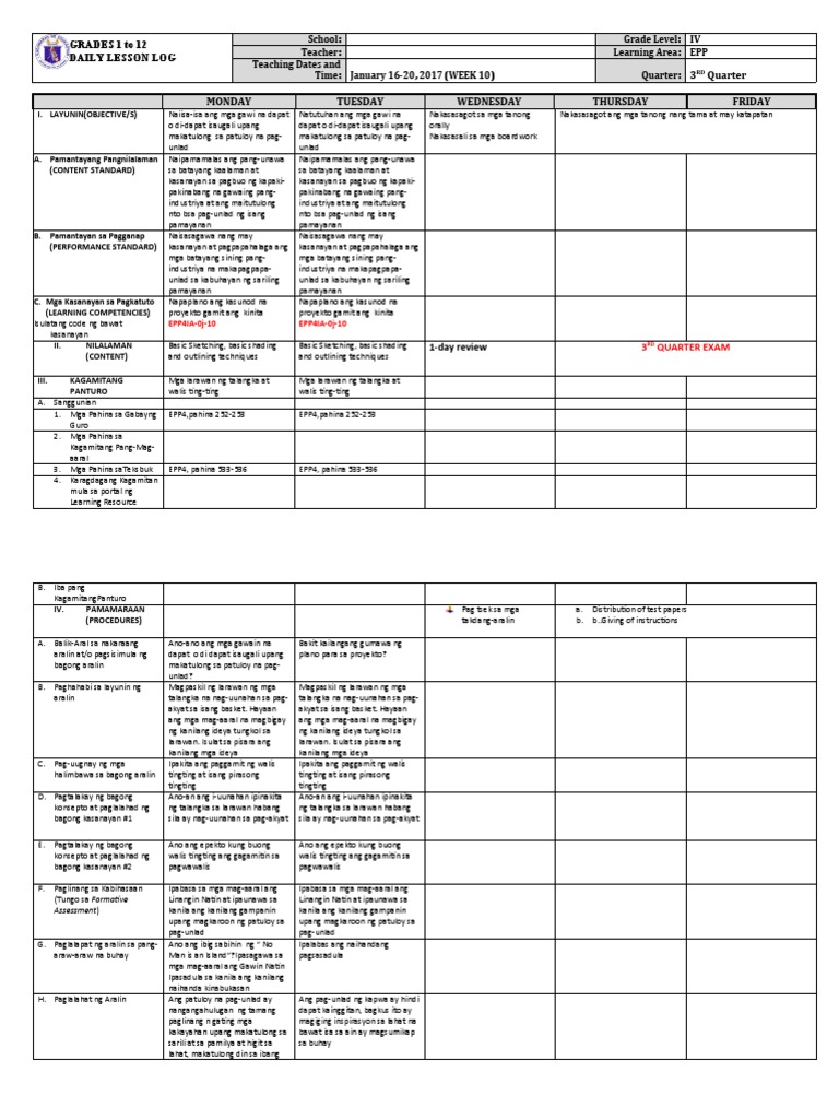 Grade 4 DLL EPP 4 Q3 Week 10 | PDF