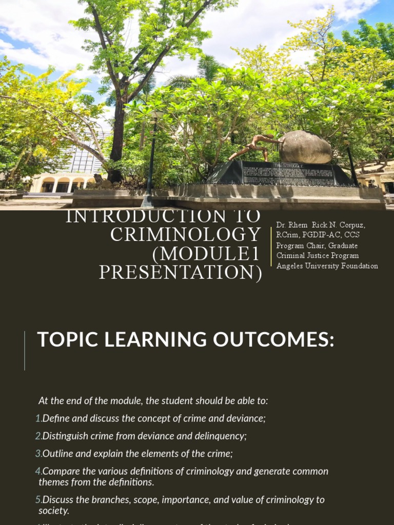 Intro. To Criminology (Module 1) | PDF | Criminology | Crime & Violence