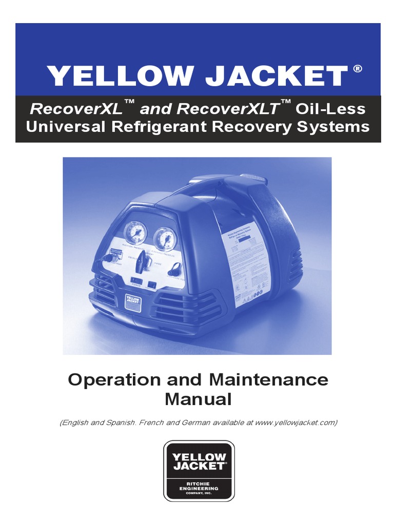 Yellow Jacket Recover XL XLT Manual | PDF | Valve | Vacuum