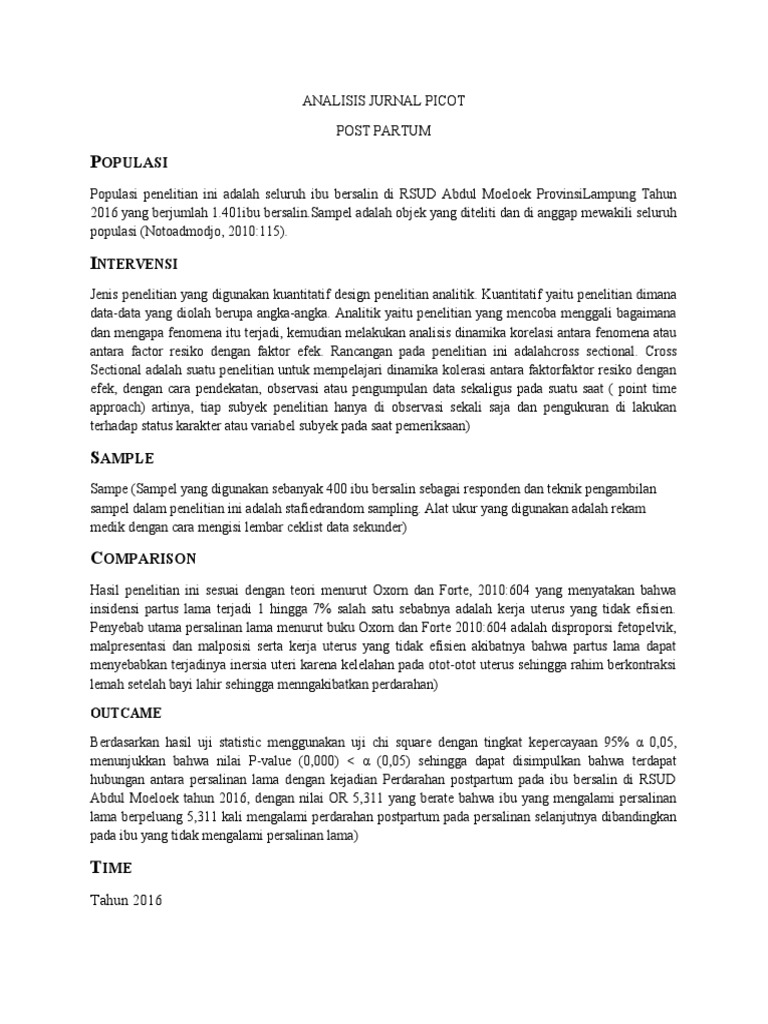 Analisis Jurnal Picot Tugas | PDF