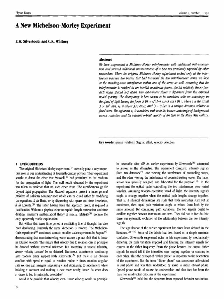 A New Michelson-Morley Experiment | PDF | Luminiferous Aether | Speed ...