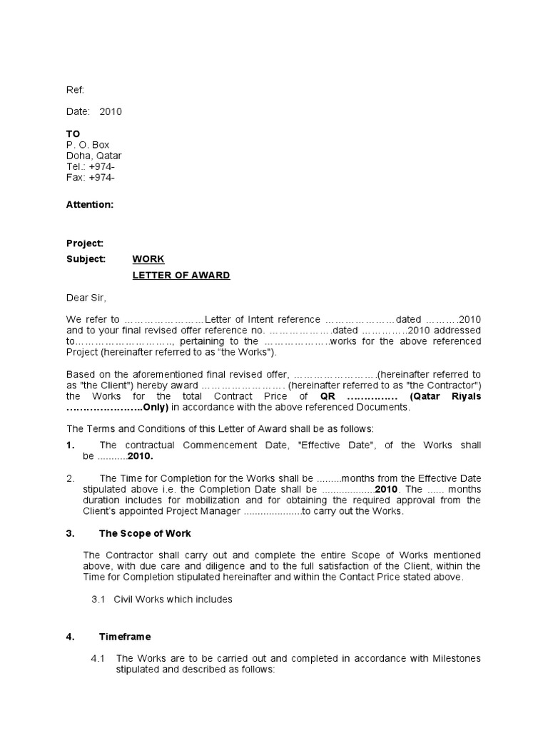 Draft LOA | PDF | Guarantee | Arbitration