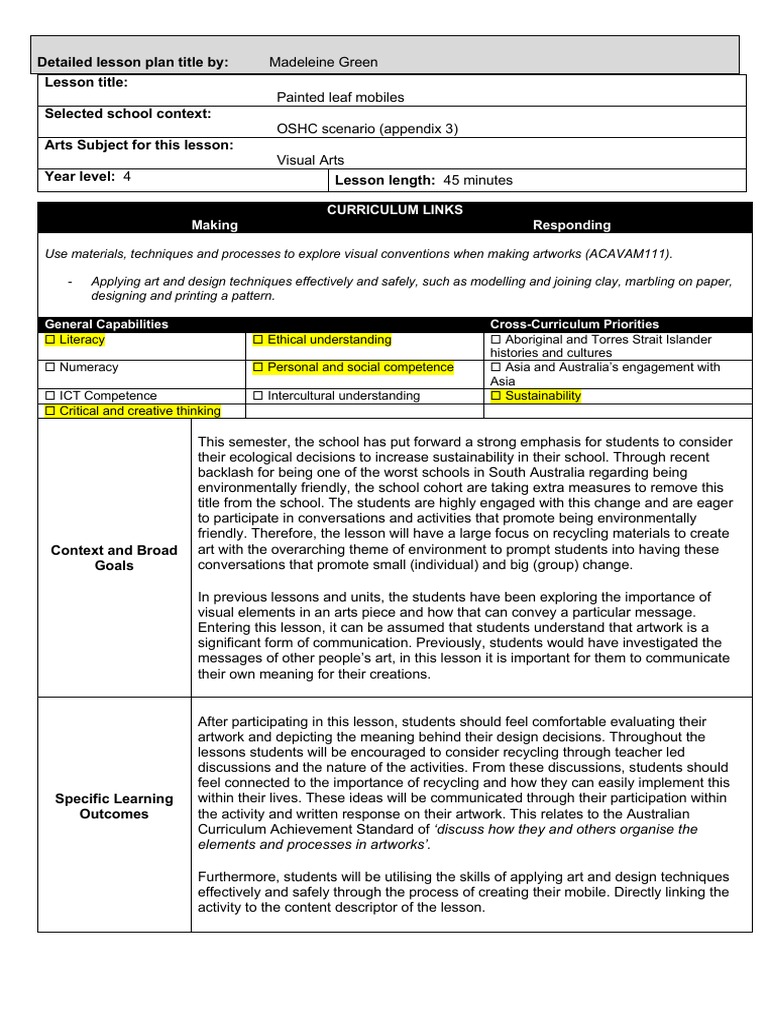 Detailed Lesson Plan Title By: Lesson Title: Selected School Context ...