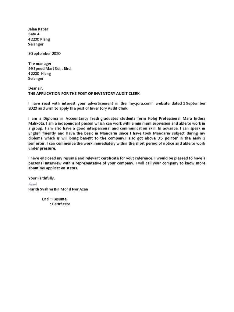 Cover Letter Harith | PDF