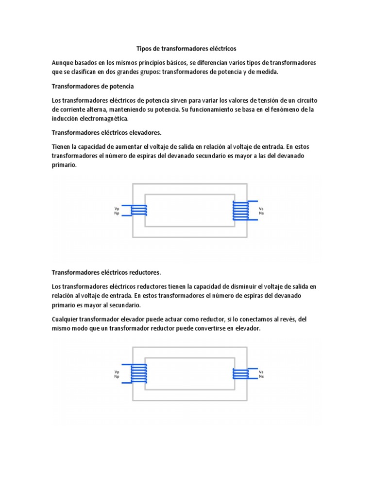 Tipos de transformadores eléctricos | PDF | Hogar, jardinería y ...