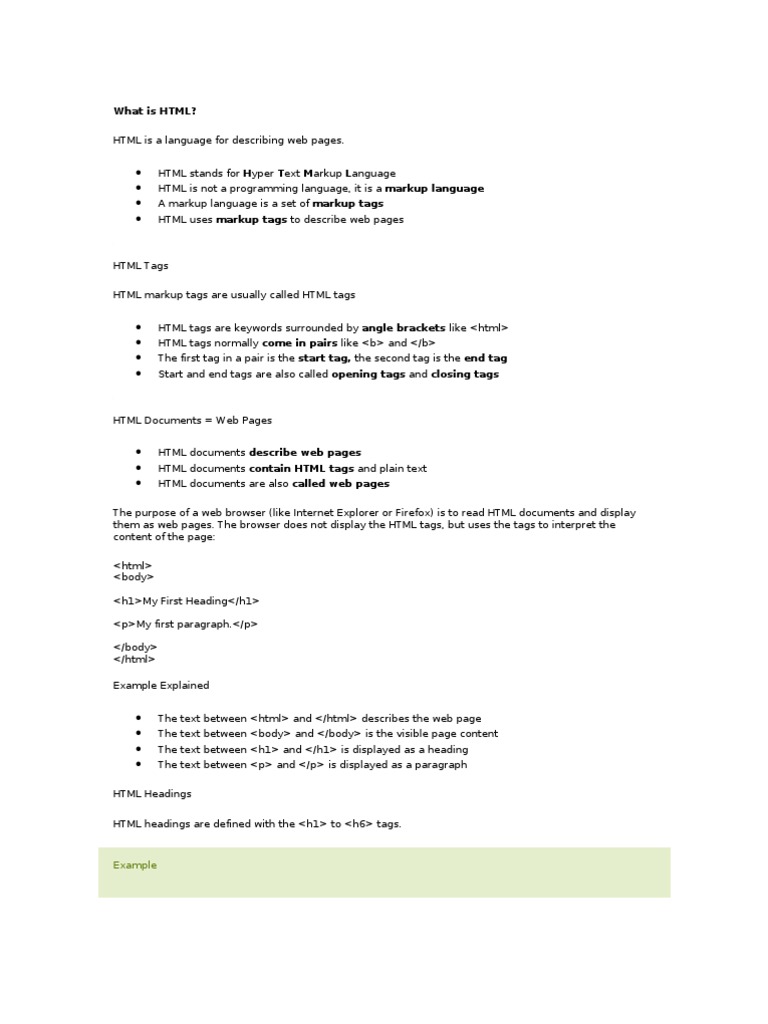 What Is HTML?: Example | PDF | Html Element | Html