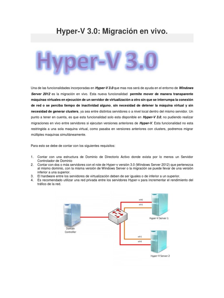 Hyper-V Live Migration | PDF | Virtualización | Servidor (Computación)
