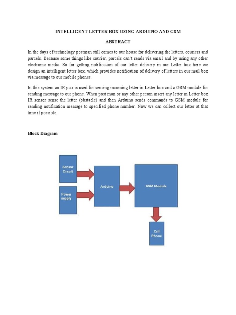 Intelligent Letter Box Using Arduino and GSM1554330059 | PDF ...