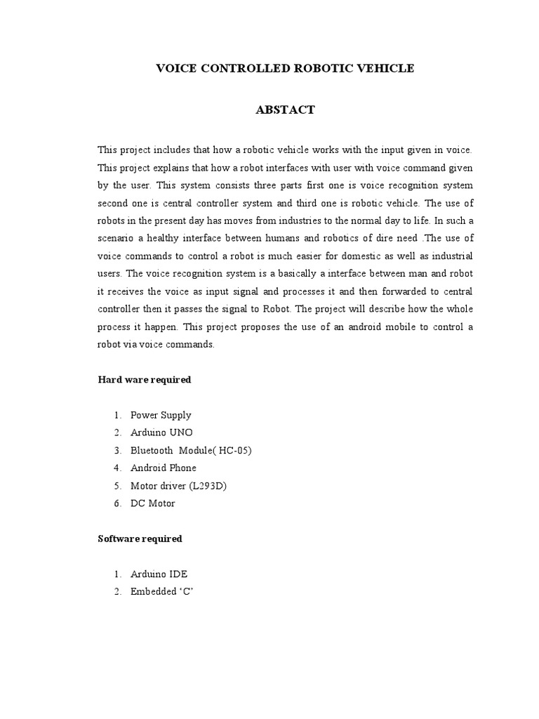 Voice Controlled Robotic Vehicle1534238864 | PDF